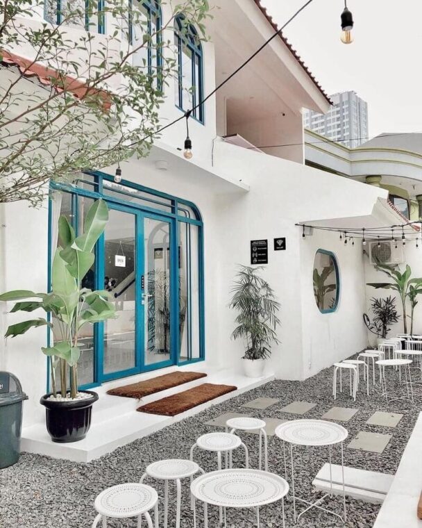 kamalo coffee - gam màu xanh và trắng - Khoe Quán